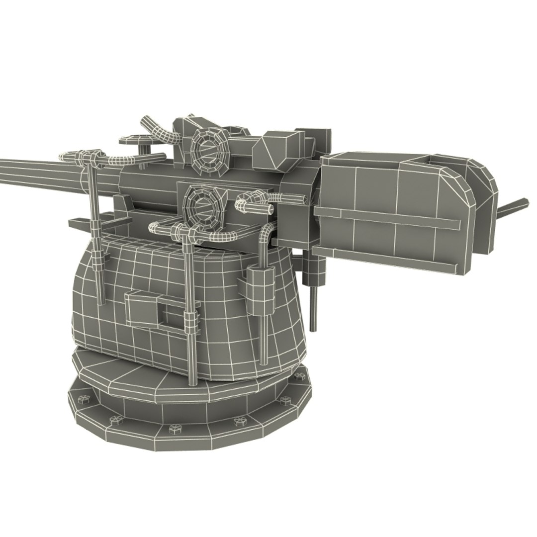 88mm Deck Gun 3d Model