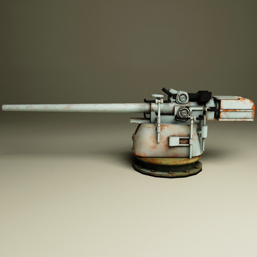 88mm Deck Gun 3d Model