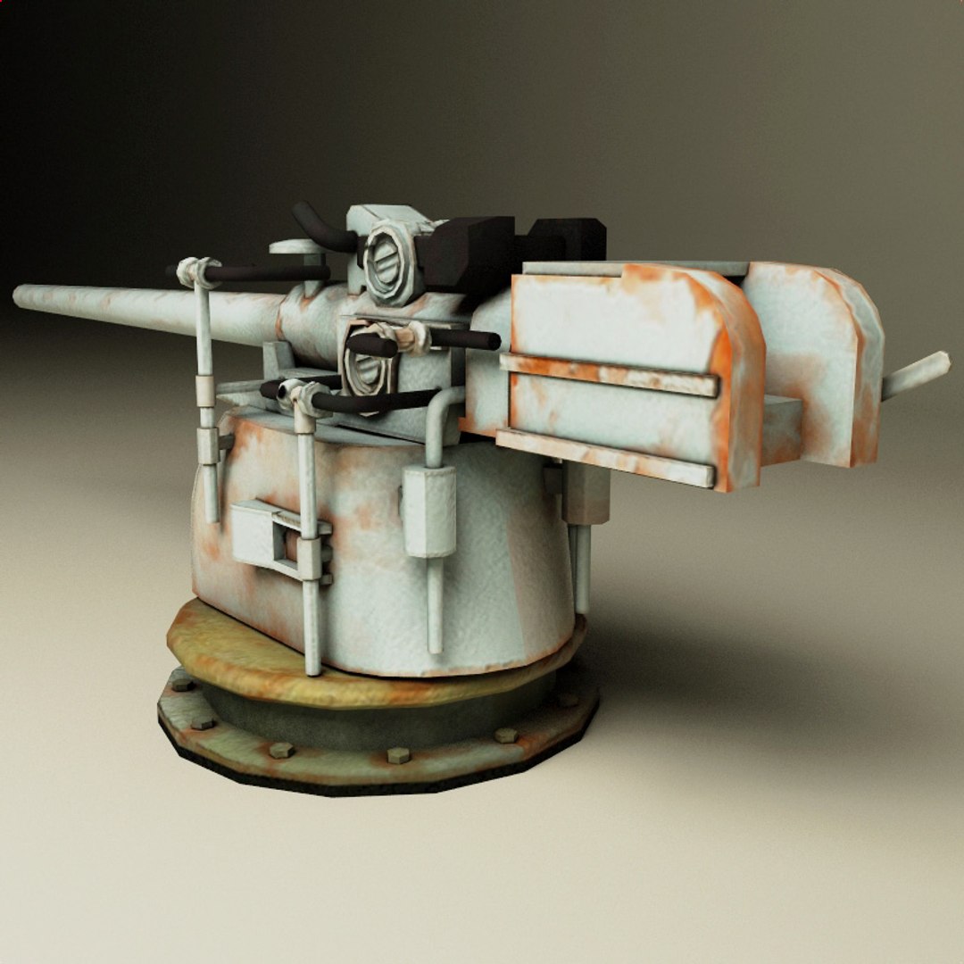 88mm Deck Gun 3d Model