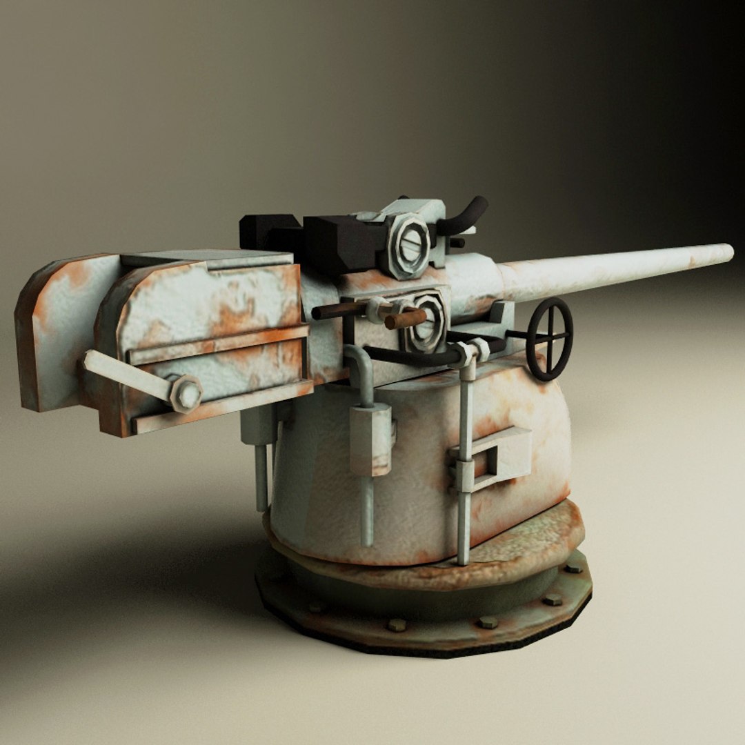 88mm Deck Gun 3d Model