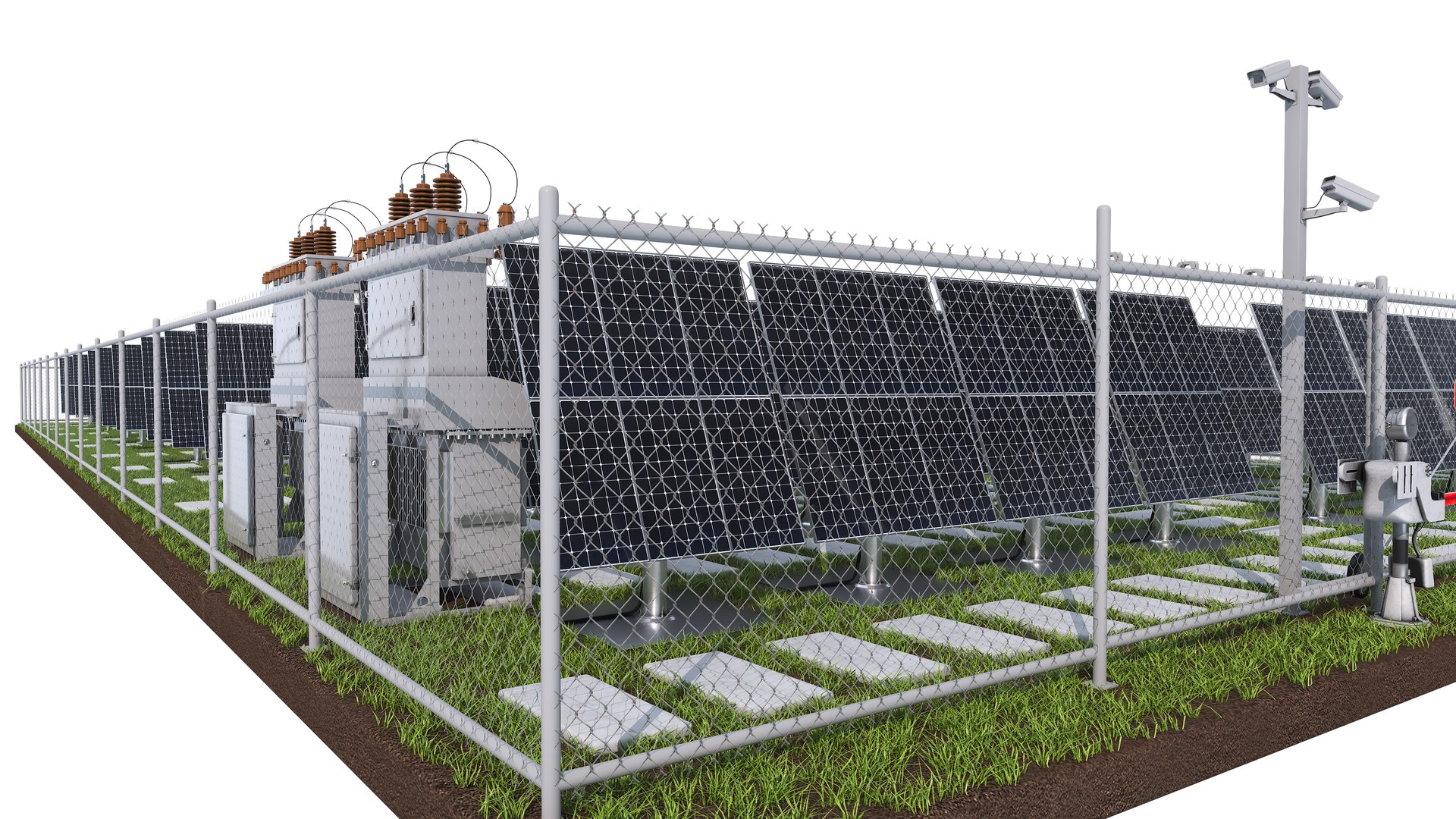 3D Solar Farm And Electrical Substation Model - TurboSquid 2208498