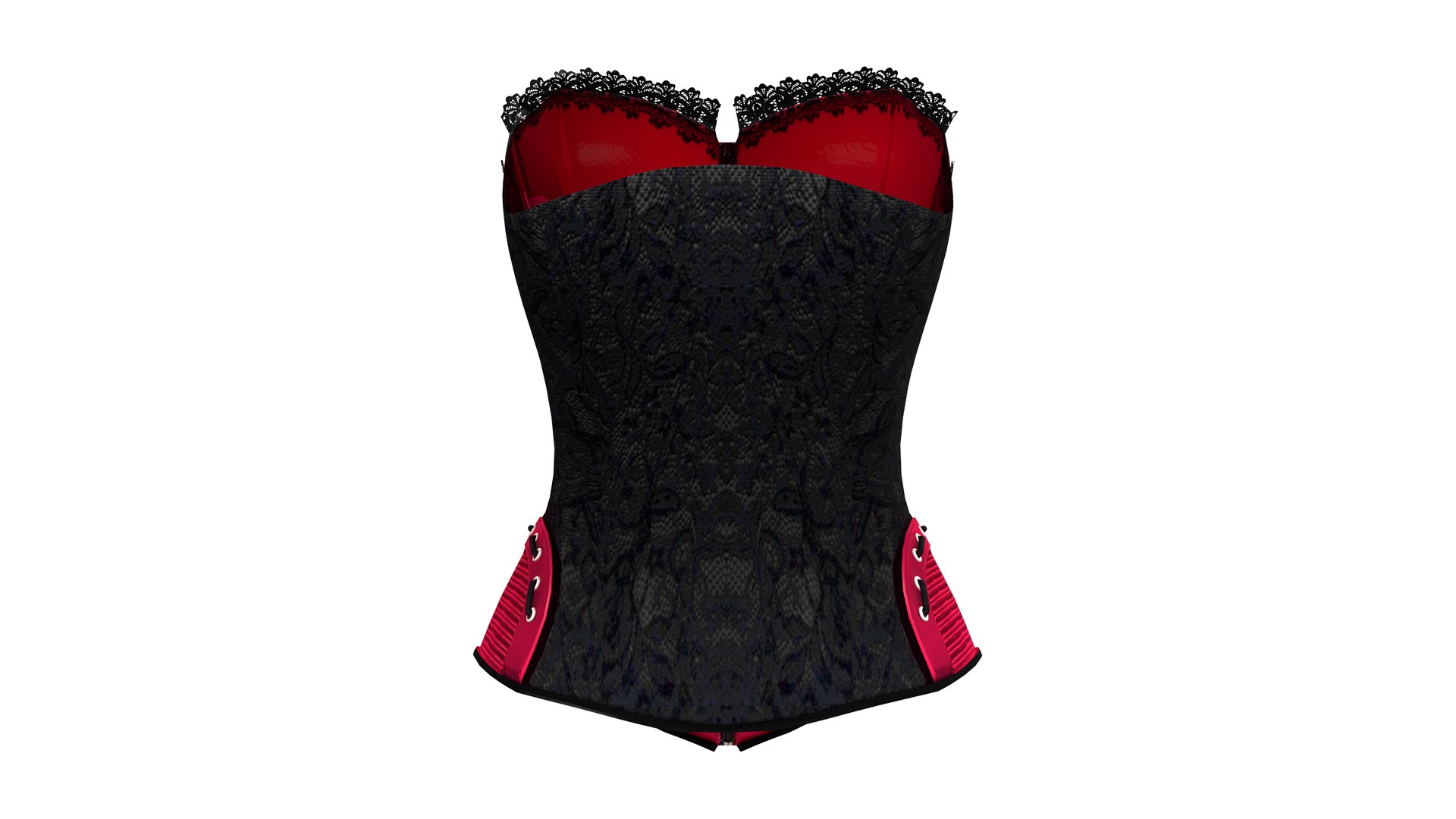 Pink Faux Silk With Black Lace Overlay Overbust Corset 3D model ...