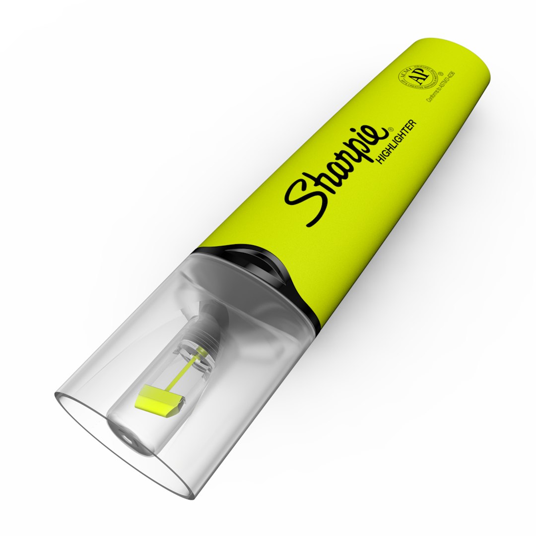 Sharpie Highlighter Clear View 3d Model