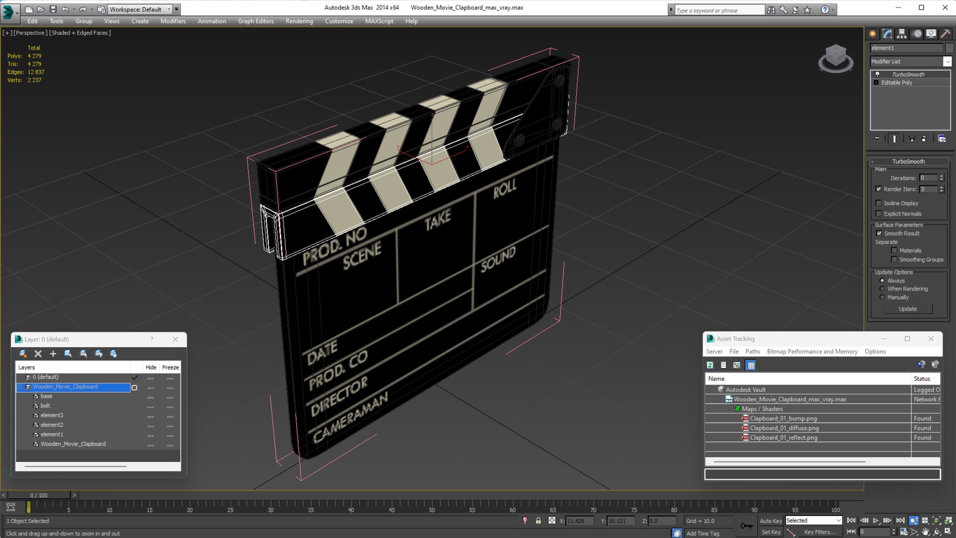 3D Wooden Movie Clapboard - TurboSquid 2118224