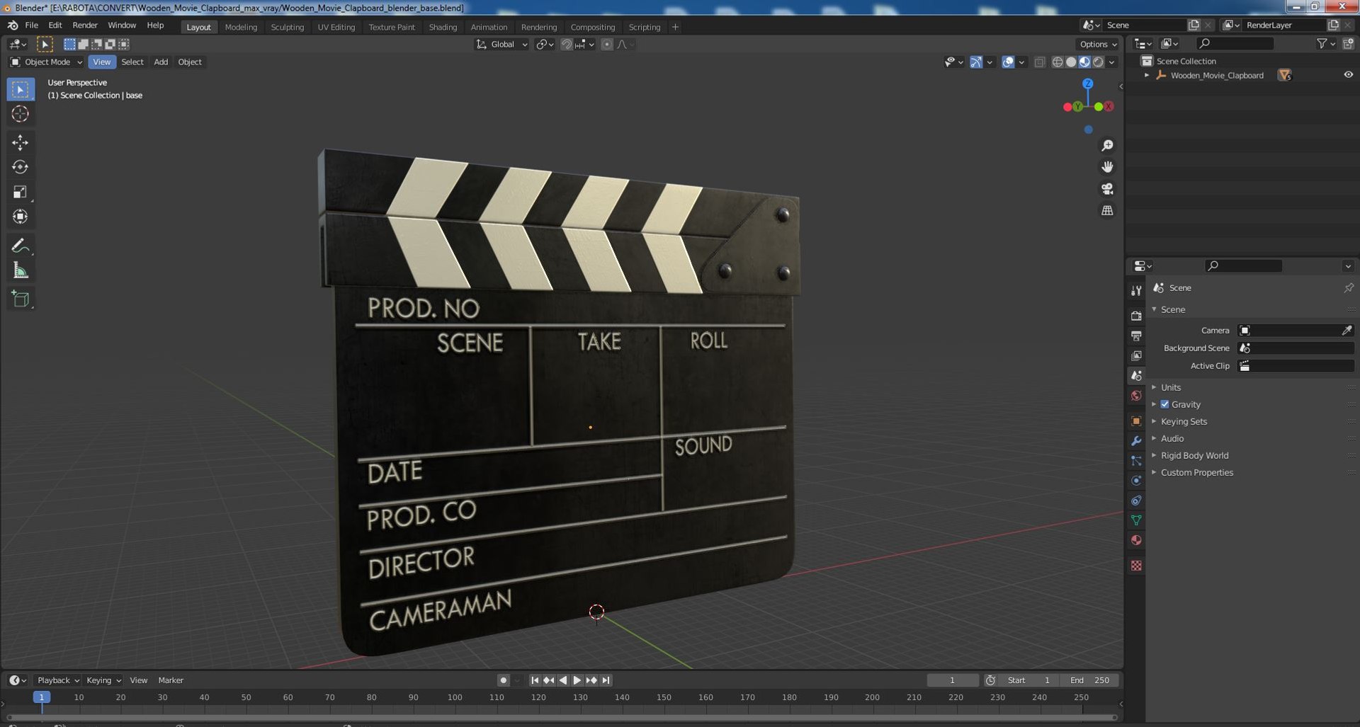 3D Wooden Movie Clapboard - TurboSquid 2118224
