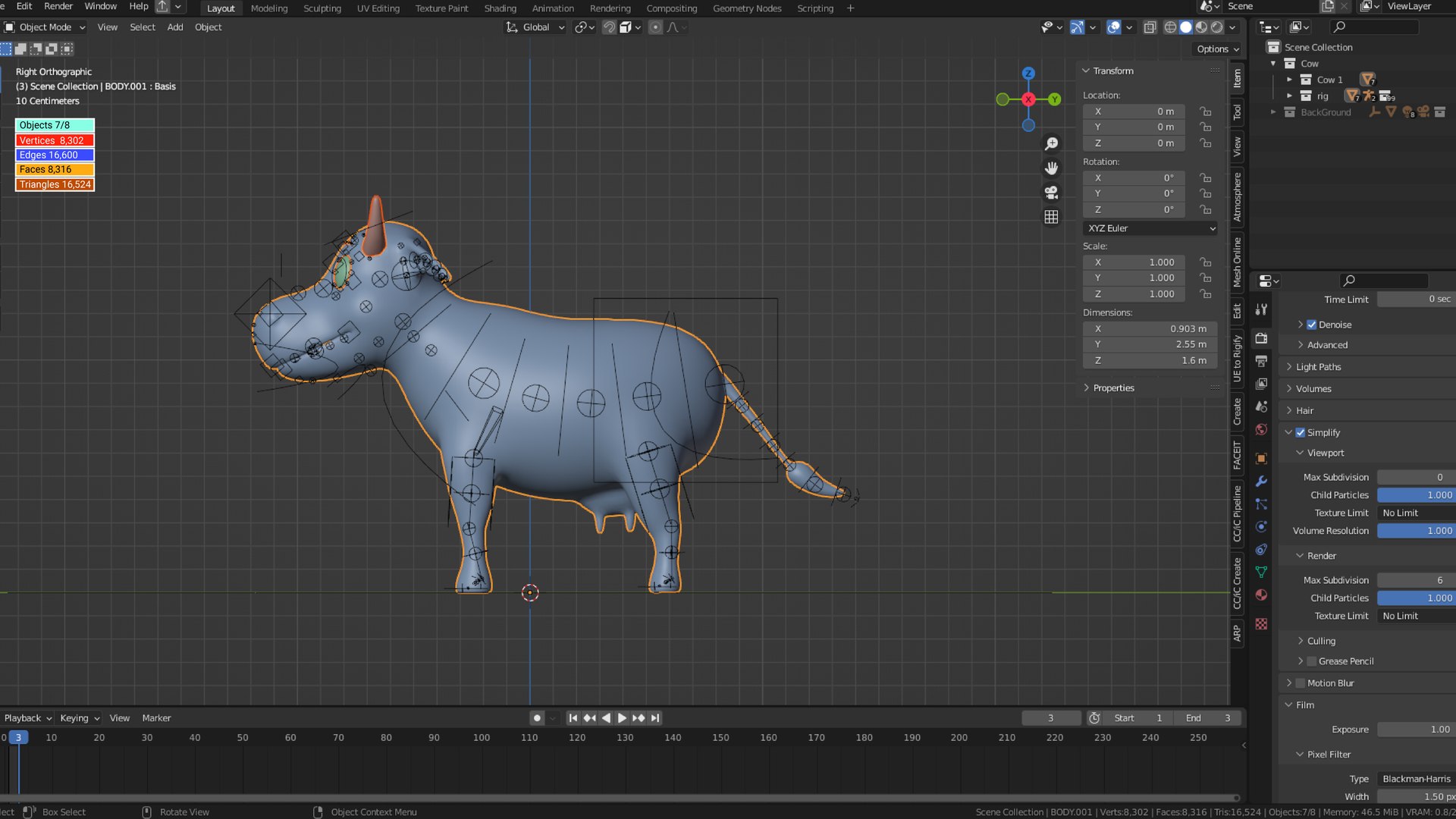 Cow 3D Cartoon Rigged Model - Blender Model - TurboSquid 2222130