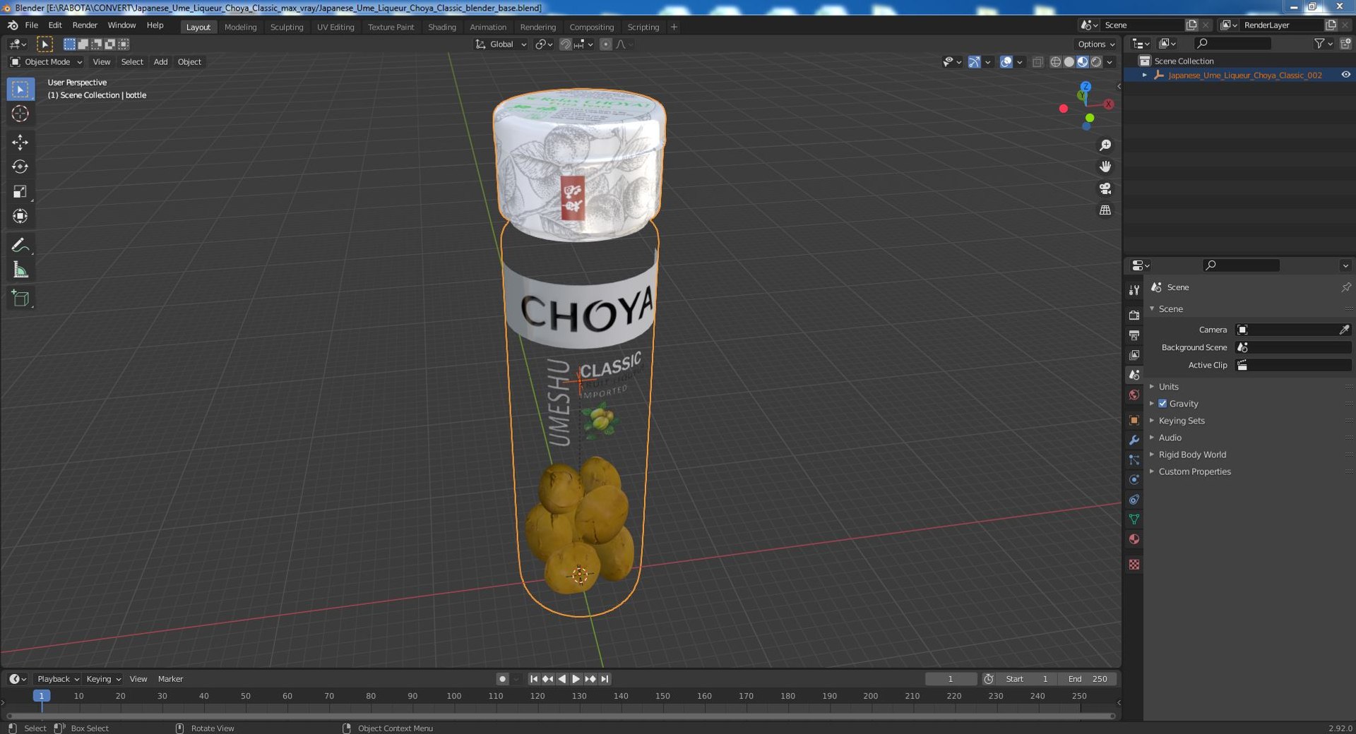 Japanese Ume Liqueur Choya Classic 3D Model - TurboSquid 2021467