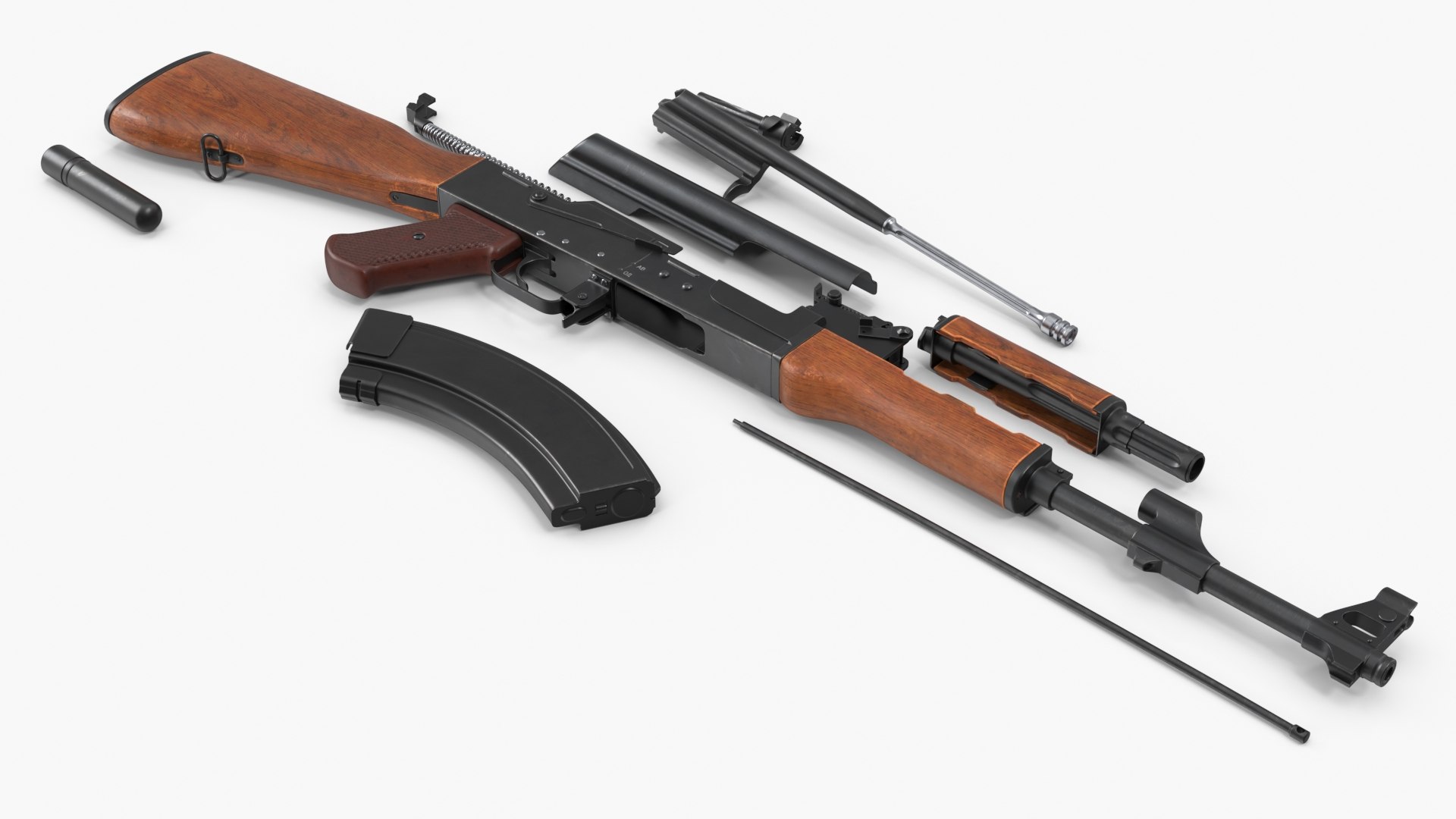 AK 47 Disassembled 3D Model - TurboSquid 2389317