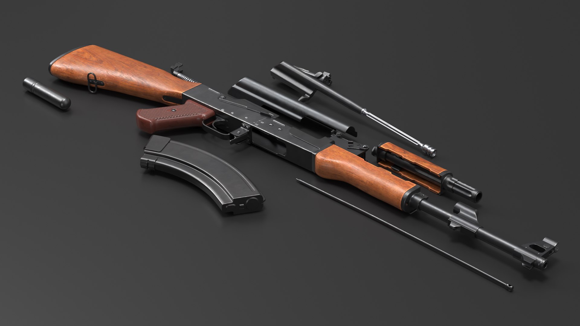 AK 47 Disassembled 3D Model - TurboSquid 2389317