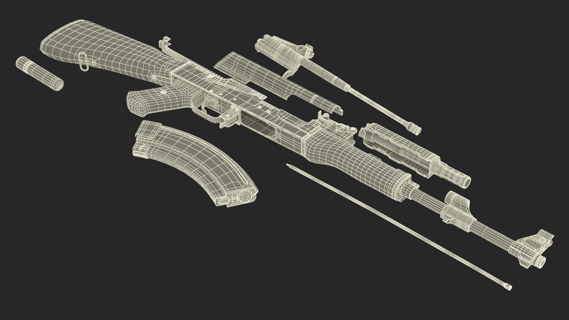AK 47 Disassembled 3D Model - TurboSquid 2389317