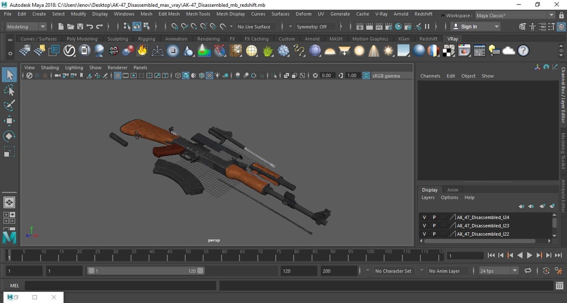AK 47 Disassembled 3D Model - TurboSquid 2389317
