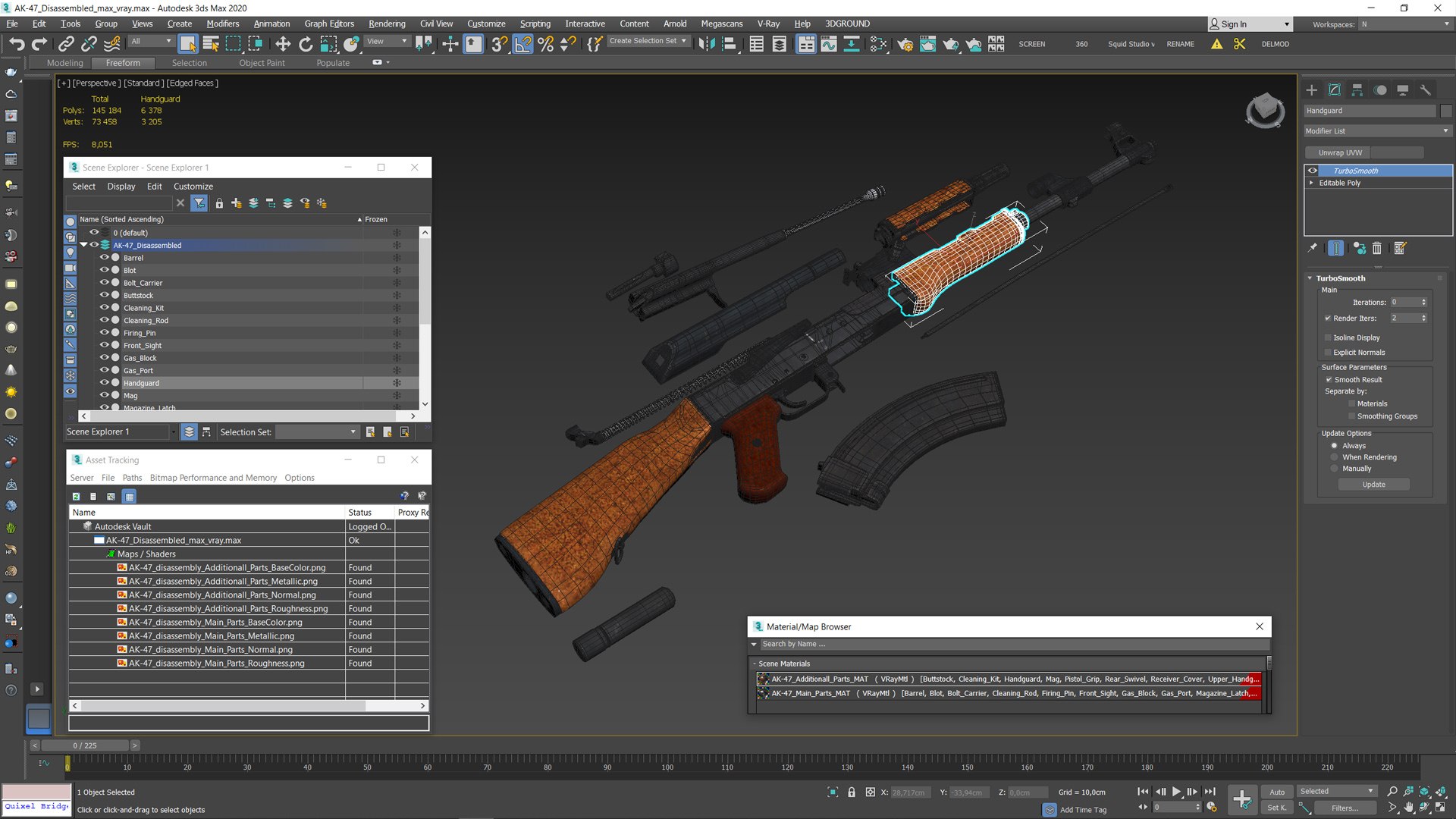 AK 47 Disassembled 3D Model - TurboSquid 2389317