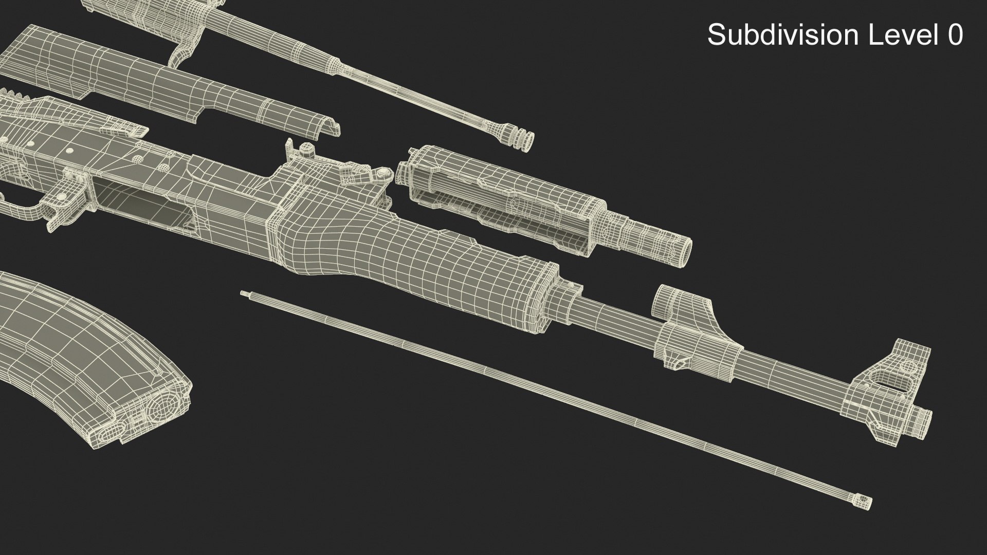 AK 47 Disassembled 3D Model - TurboSquid 2389317