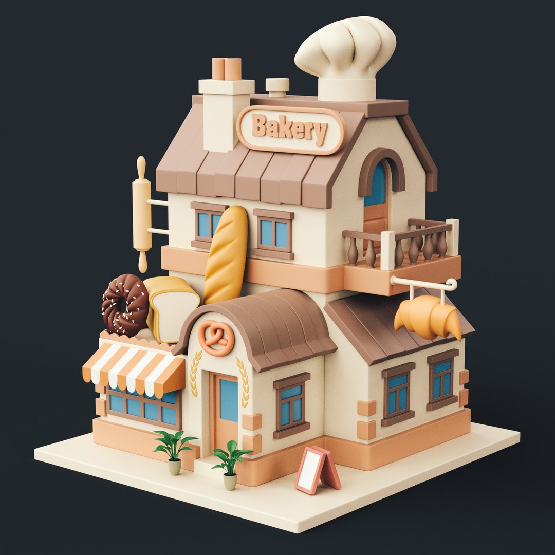 Cartoon Bakery 01 3D - TurboSquid 1952287