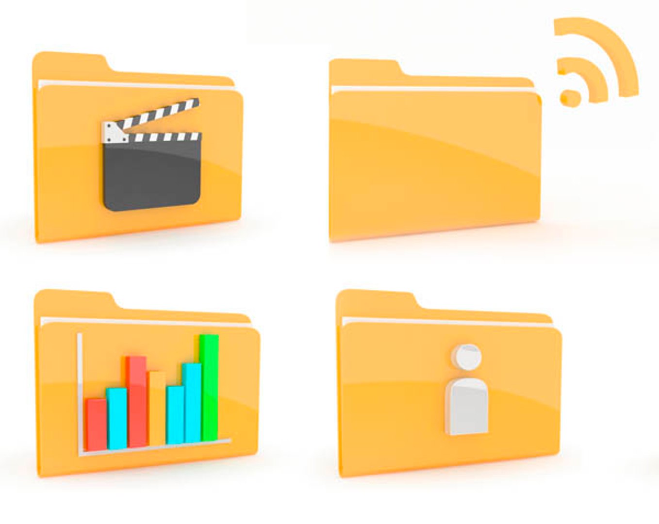 3d Model Of Folders Icons