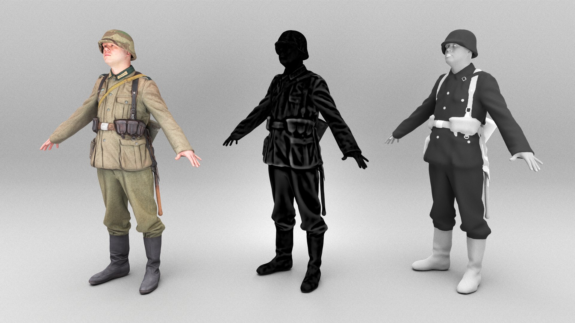 3D German Wehrmacht Soldier In Full Gear Ready For Animation 383 ...