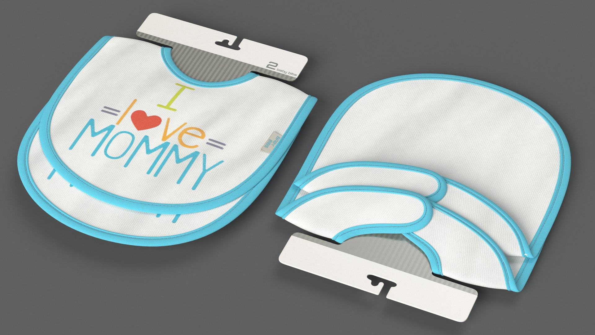3D I Love Mommy Baby Bibs On Hanger Model - TurboSquid 2112424