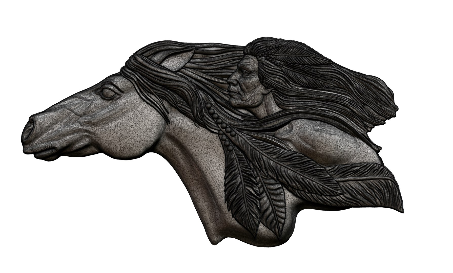 3D Model American Indian With A Horse For 3D Printing - TurboSquid 2283499