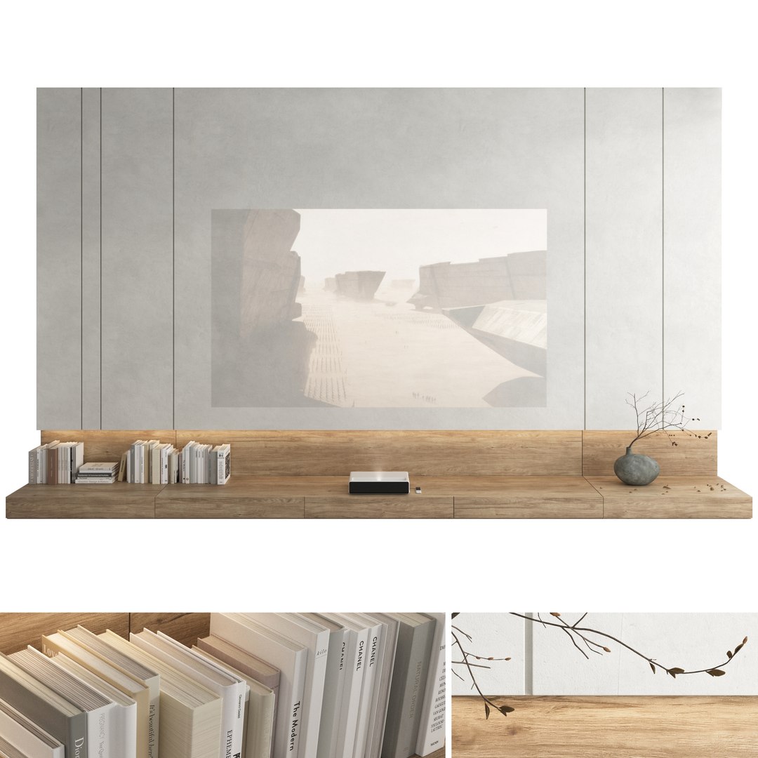 TV Wall Set 74 With Laser Projector 3D Model - TurboSquid 2233002