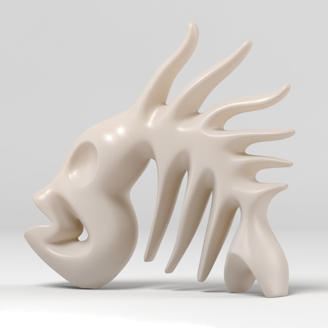 Clay Skeleton Fish Figurine Max