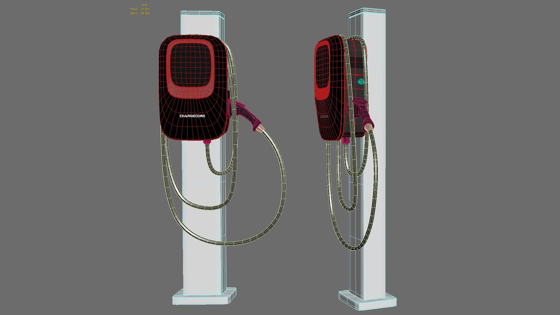 Chargecore Electric Vehicle Charging Station 3D Model - TurboSquid 2276988