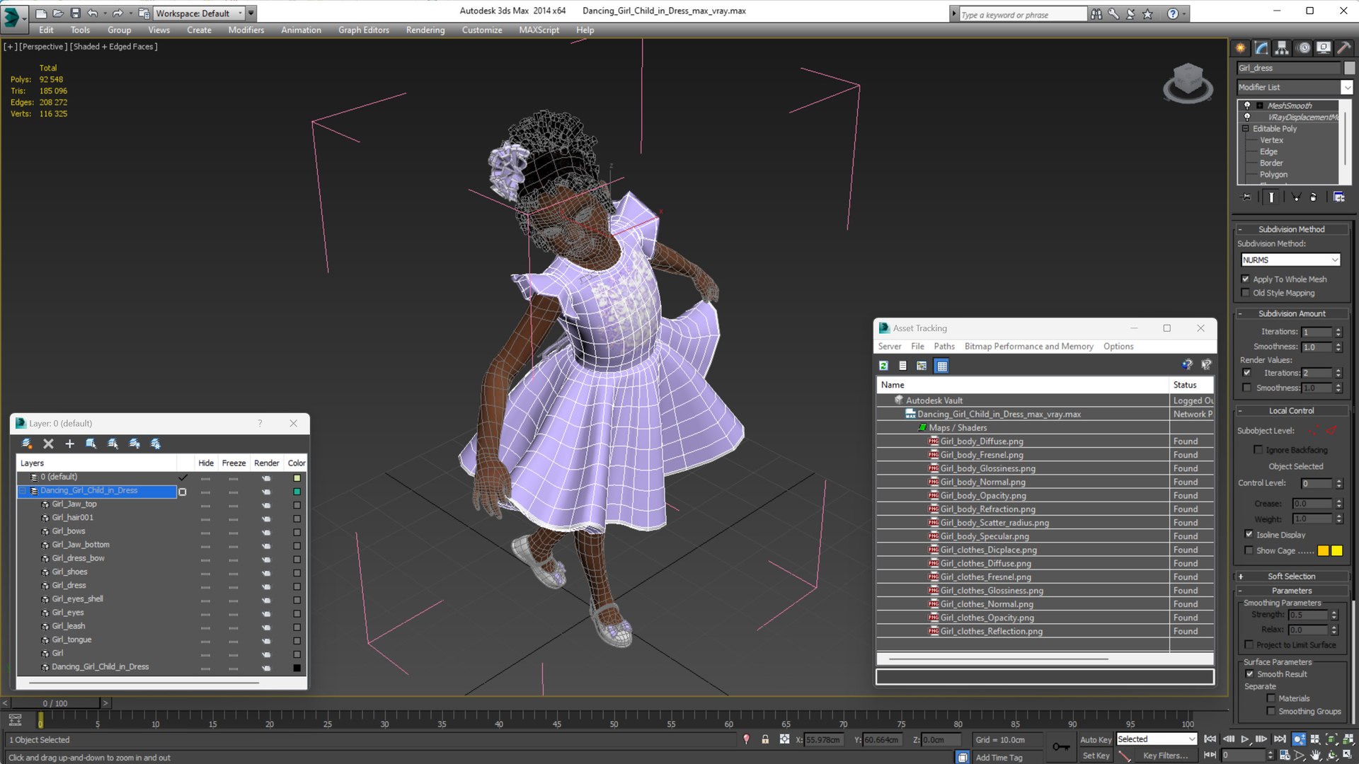 3D Dancing Girl Child In Dress - TurboSquid 2089559
