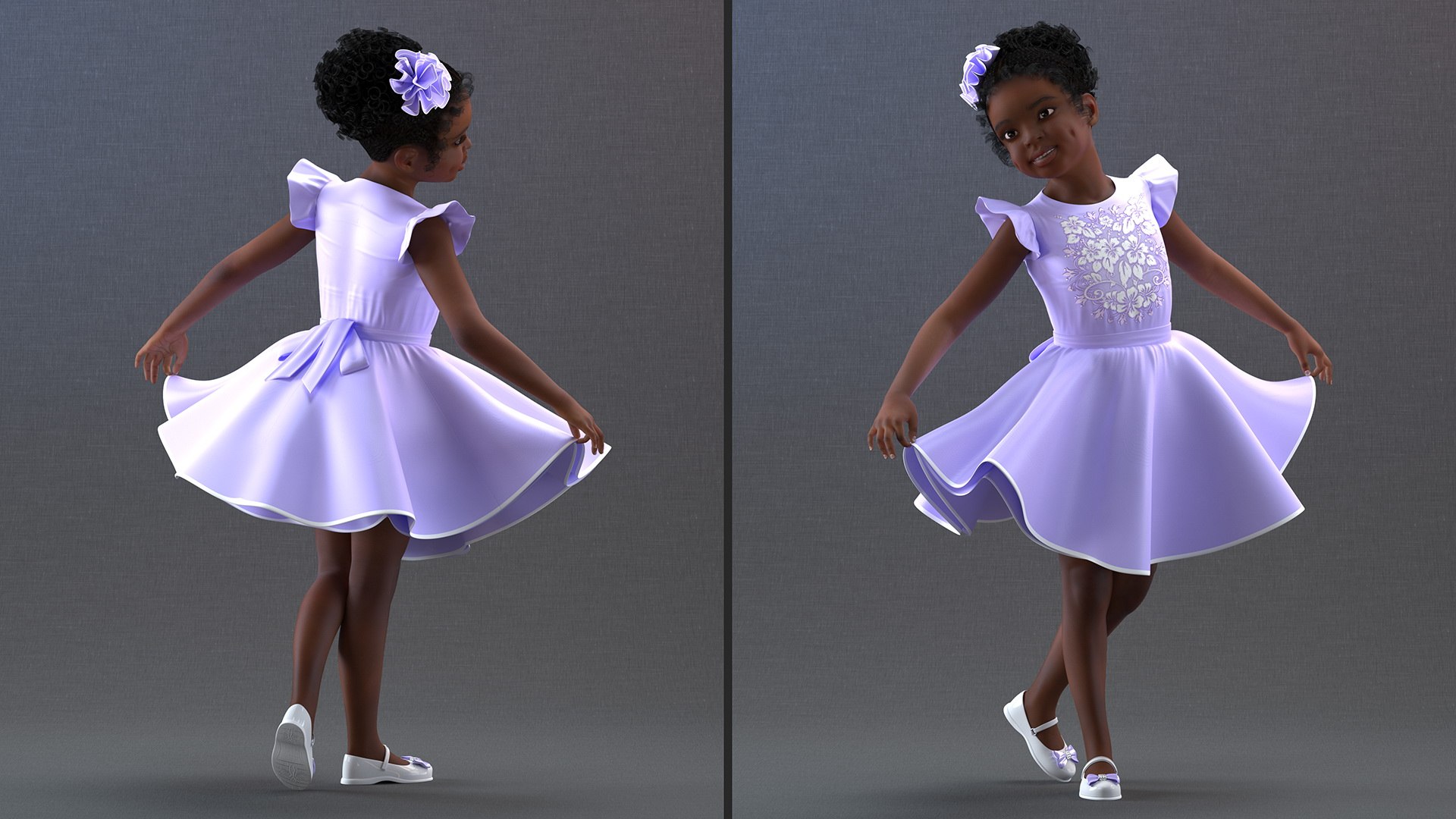 3D Dancing Girl Child In Dress - TurboSquid 2089559