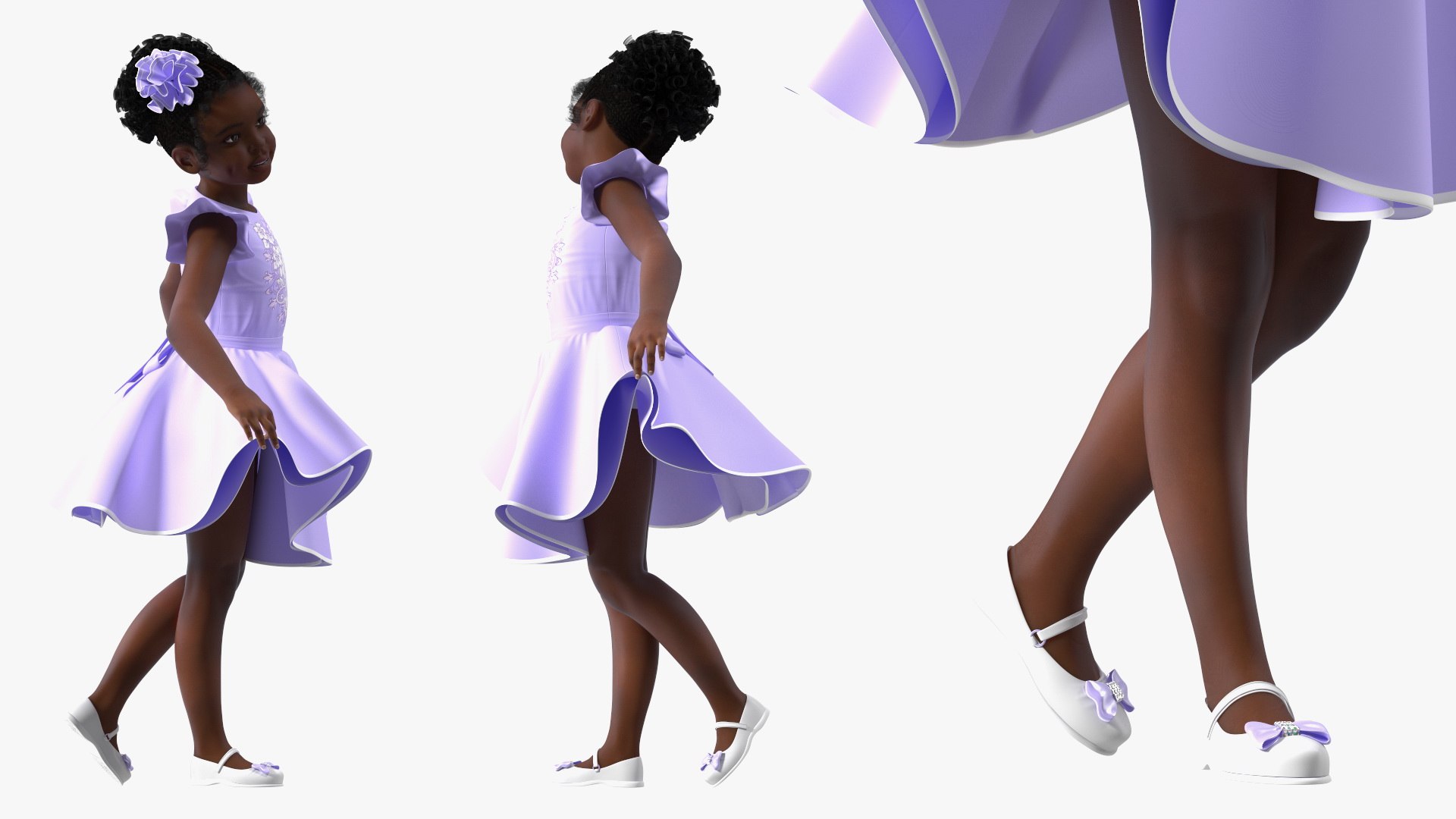 3D Dancing Girl Child In Dress - TurboSquid 2089559