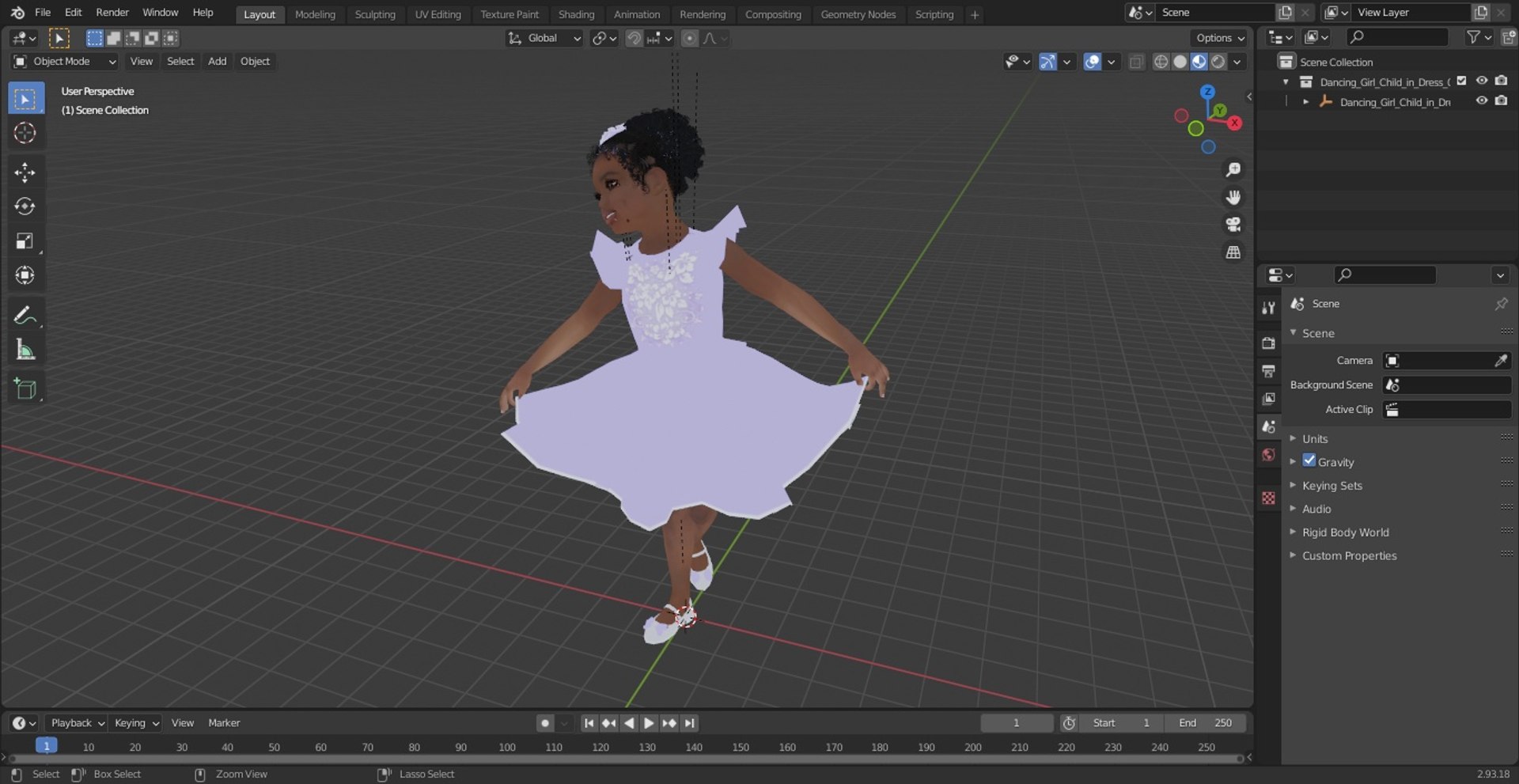 3D Dancing Girl Child In Dress - TurboSquid 2089559