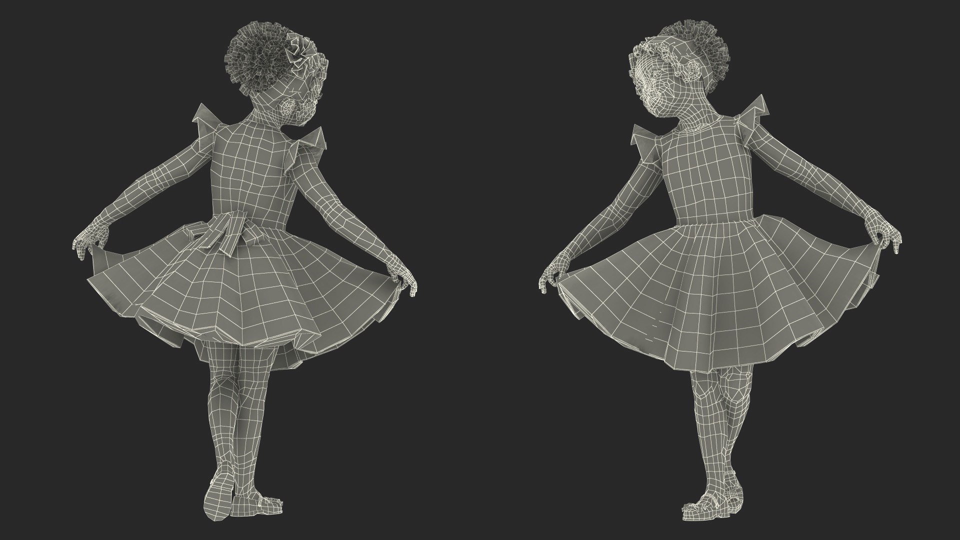 3D Dancing Girl Child In Dress - TurboSquid 2089559