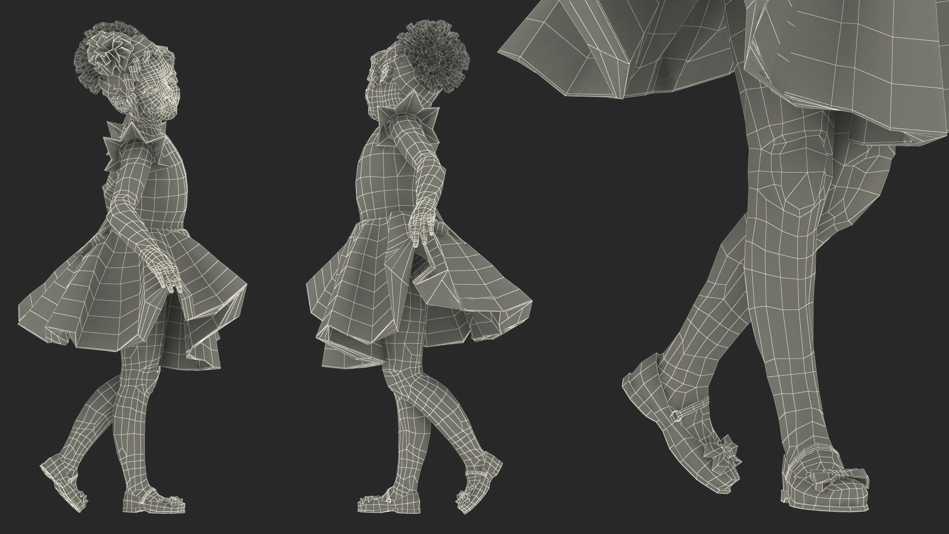 3D Dancing Girl Child In Dress - TurboSquid 2089559