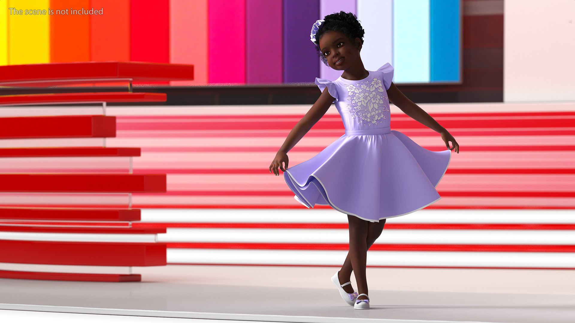 3D Dancing Girl Child In Dress - TurboSquid 2089559