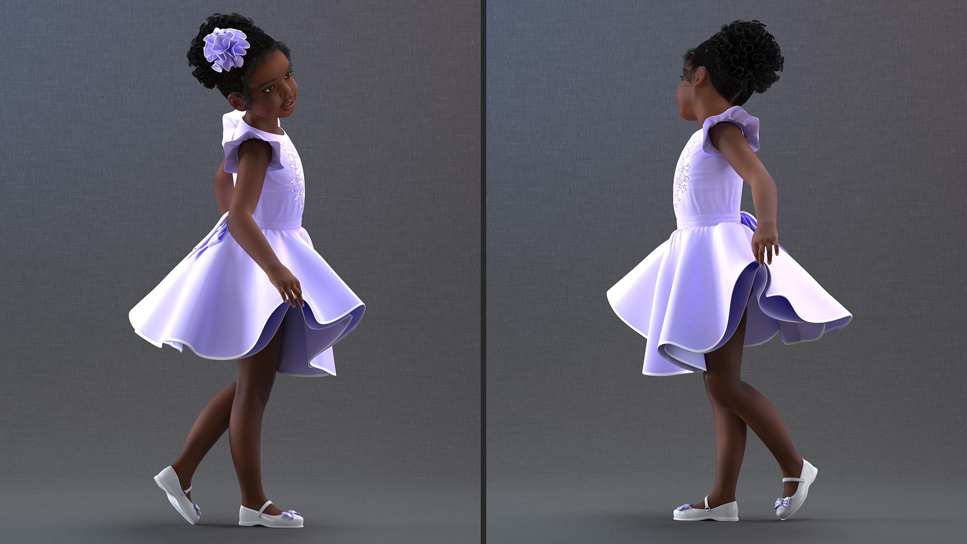 3D Dancing Girl Child In Dress - TurboSquid 2089559