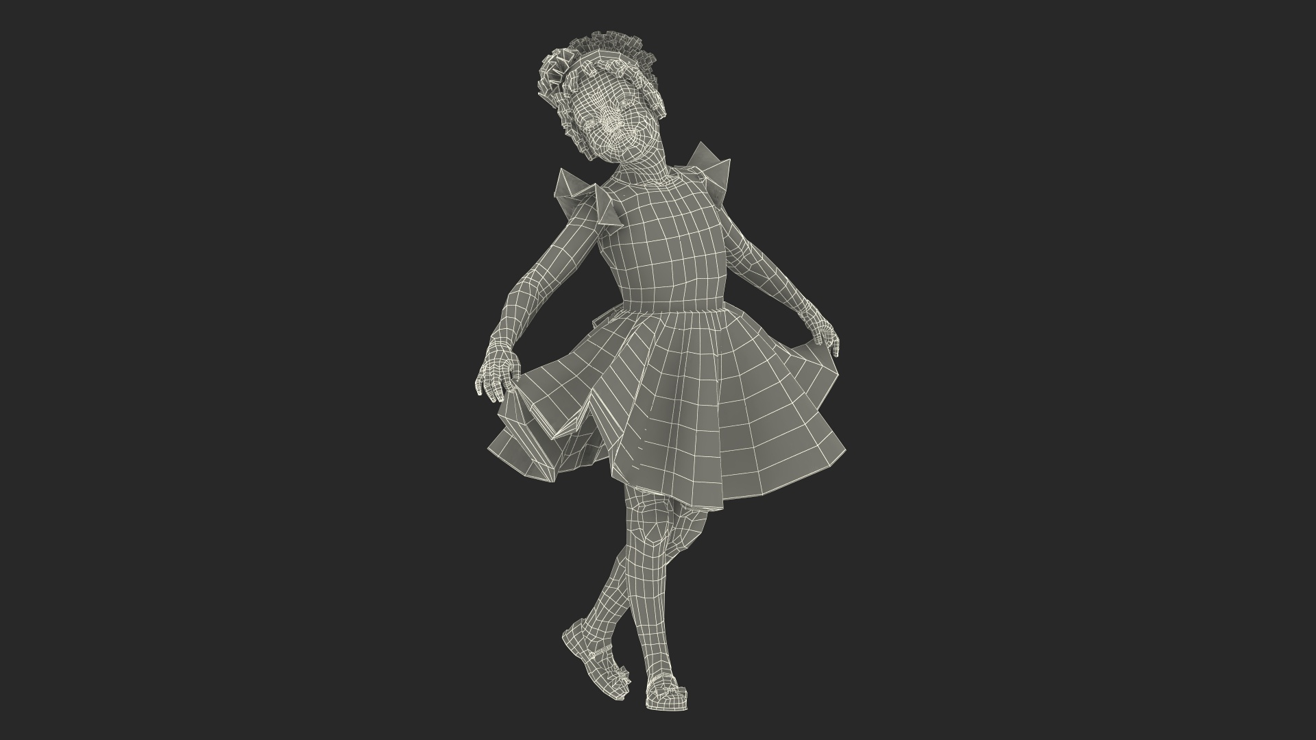 3D Dancing Girl Child In Dress - TurboSquid 2089559