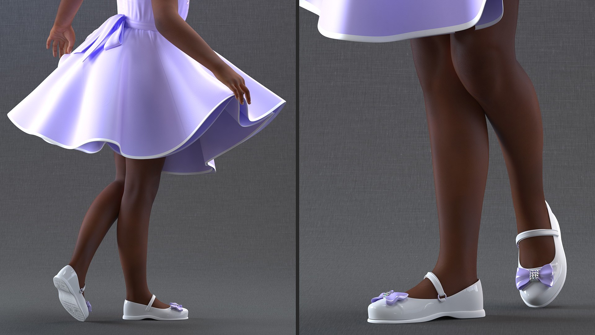 3D Dancing Girl Child In Dress - TurboSquid 2089559