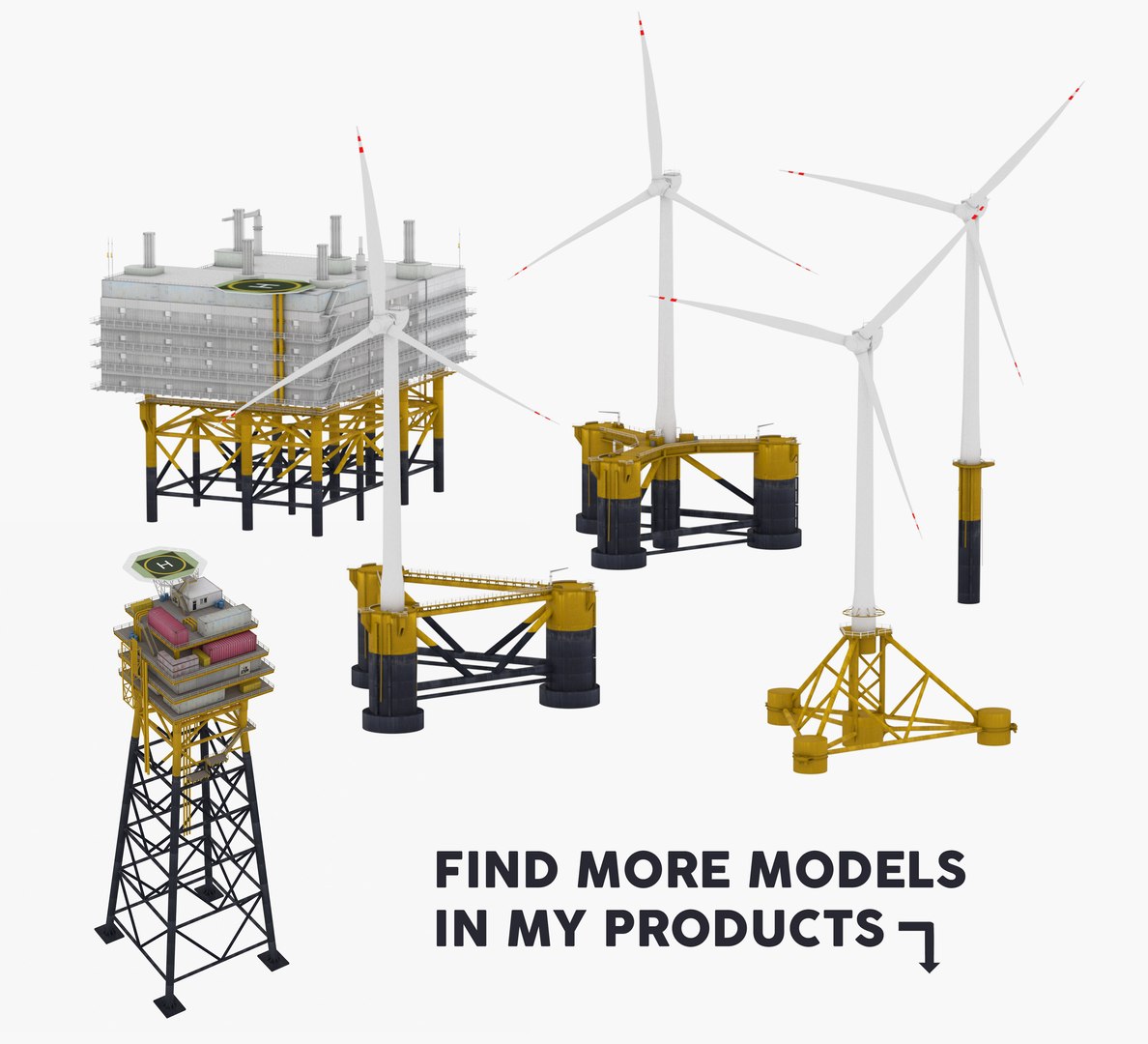 3D Wind Turbine Offshore Construction - TurboSquid 2053248
