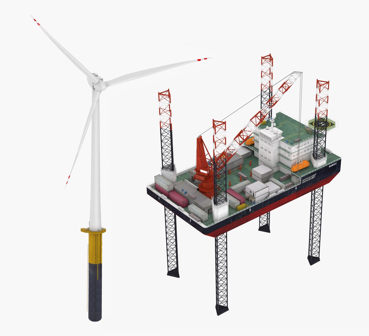 3D Wind Turbine Offshore Construction - TurboSquid 2053248