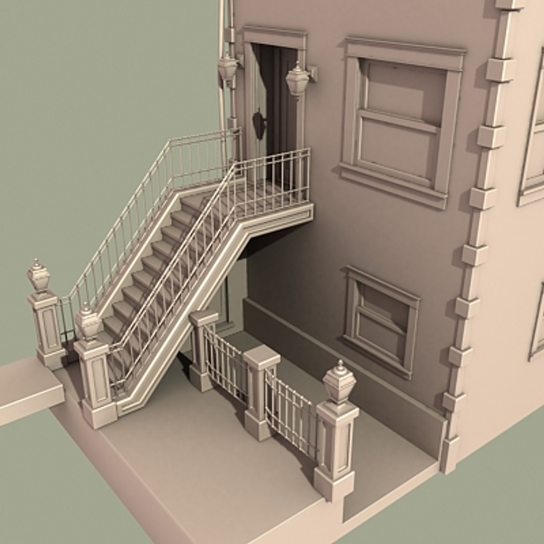 Brownstone House 3d Model
