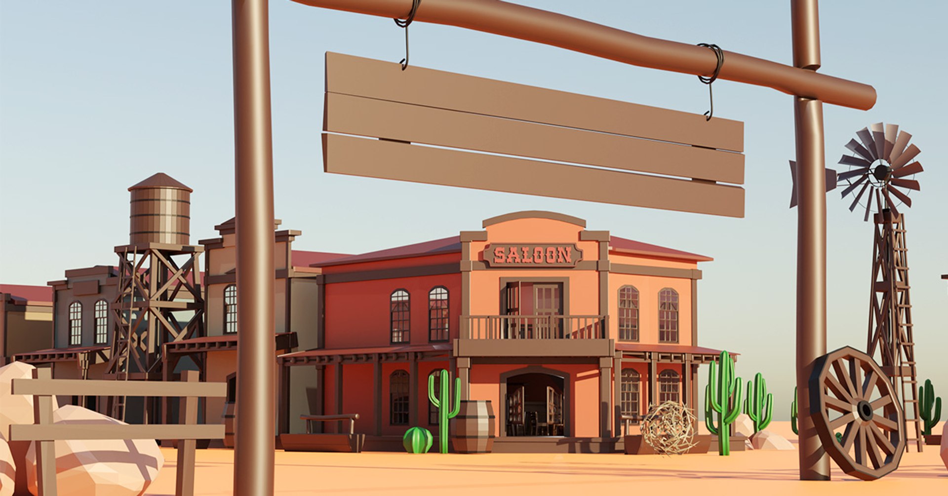 Low Poly Wild West 3D - TurboSquid 2124668