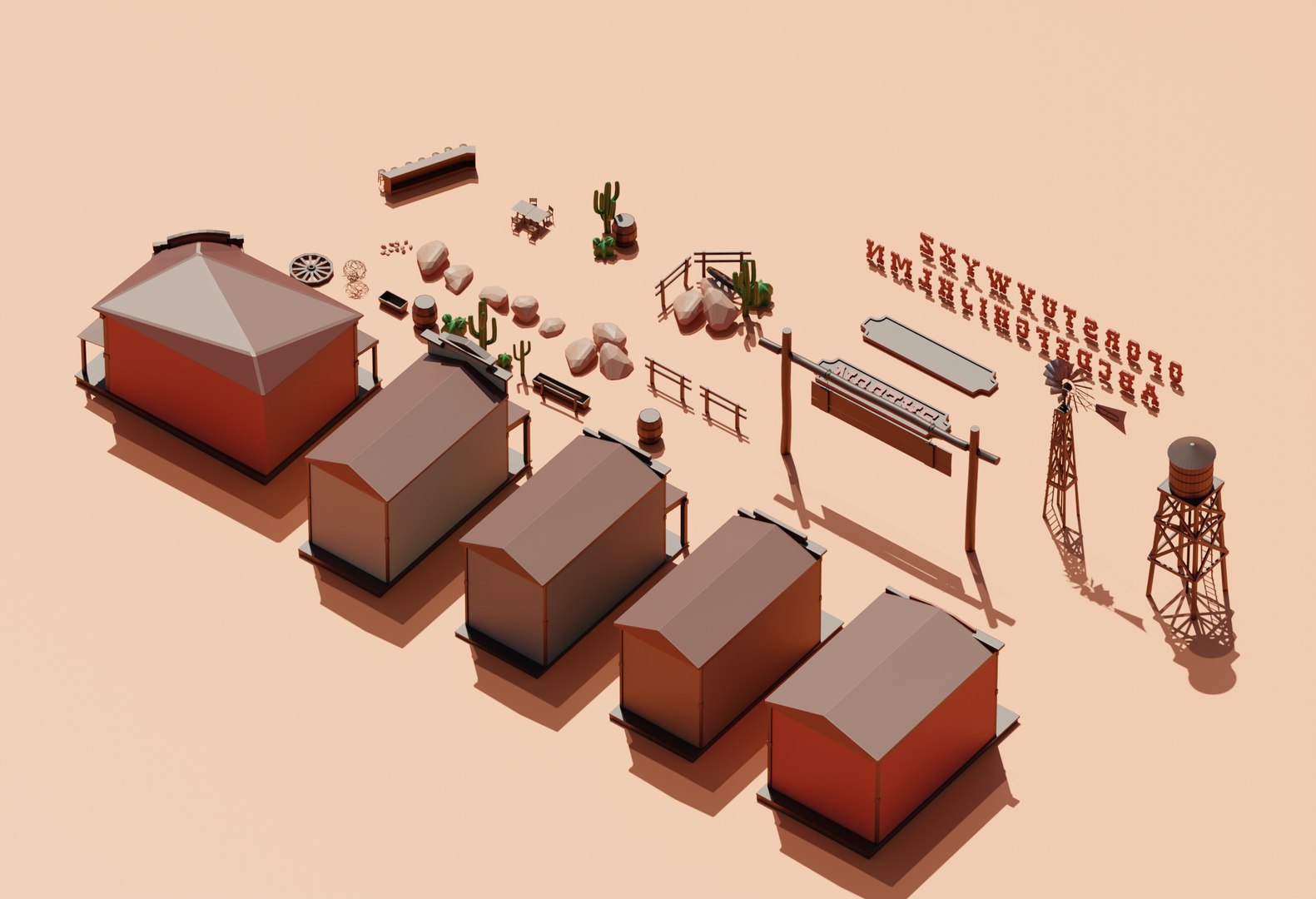 Low Poly Wild West 3D - TurboSquid 2124668