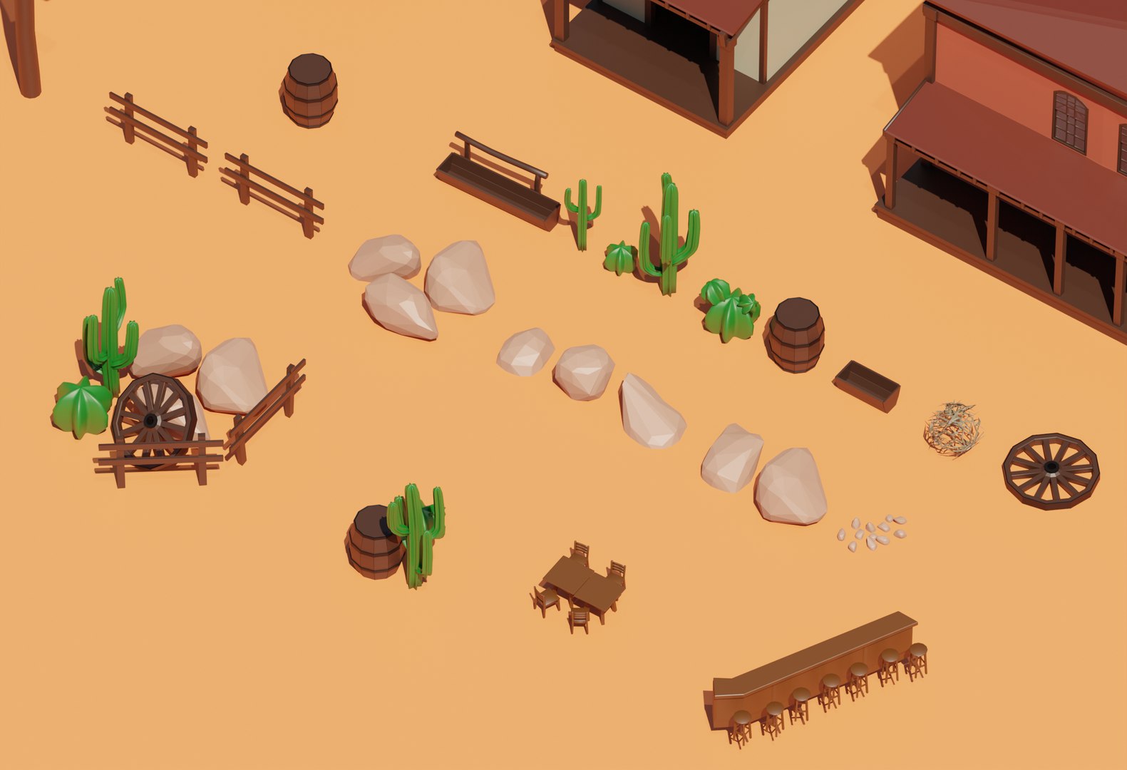 Low Poly Wild West 3D - TurboSquid 2124668