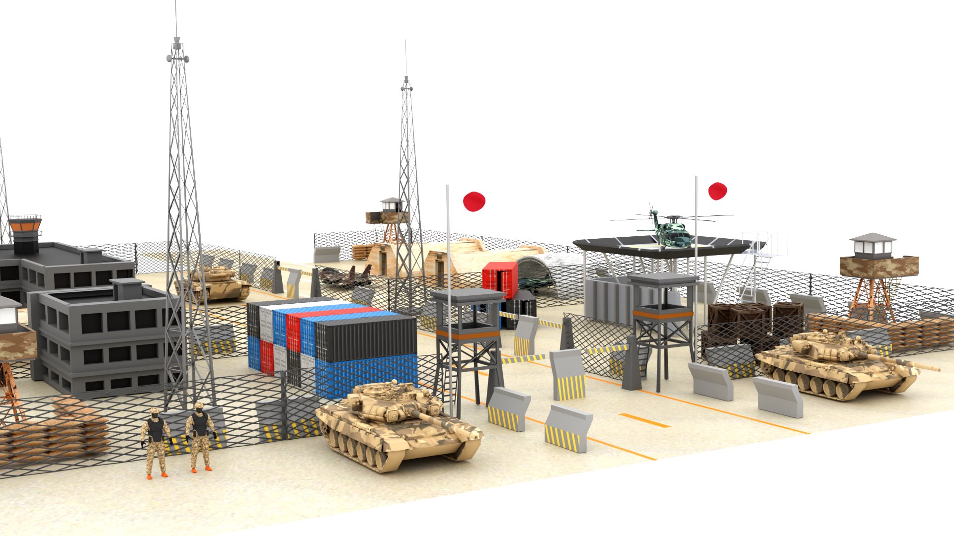 3D Japan Military Base Model - TurboSquid 1885026