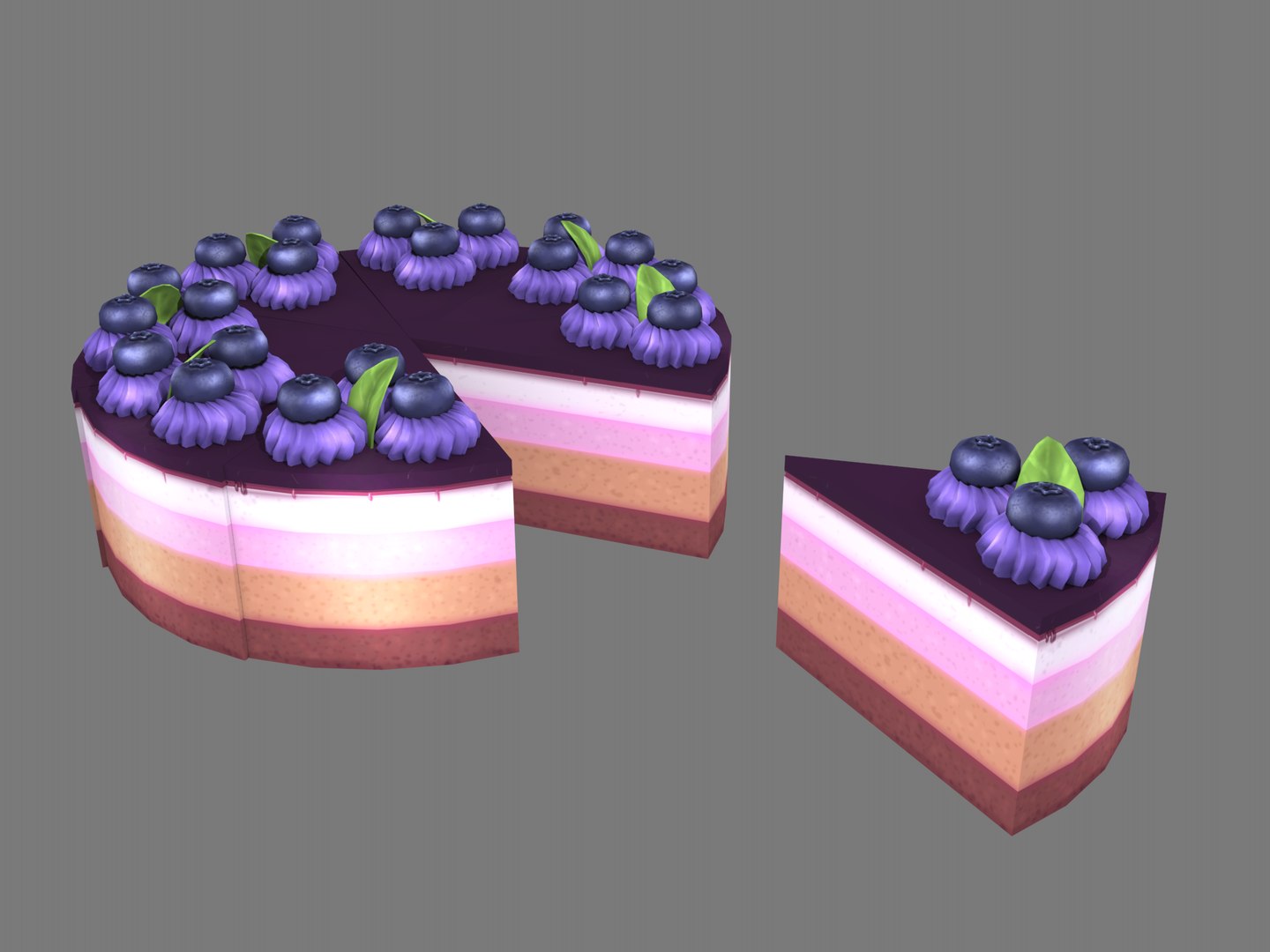 3D Stylized Blueberry Pie Slice - TurboSquid 1466372
