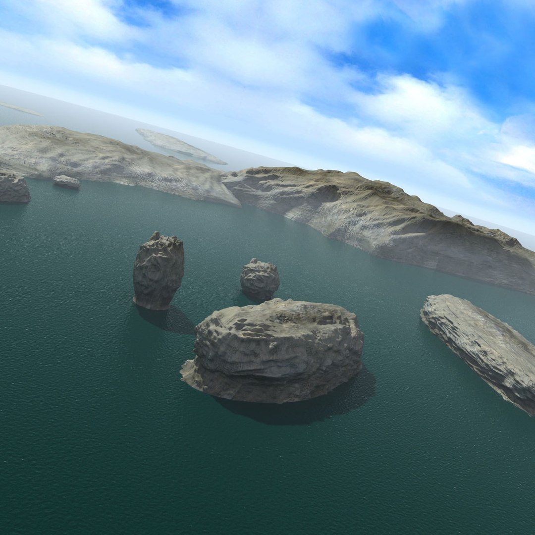 islands ocean rocks landscape 3d obj