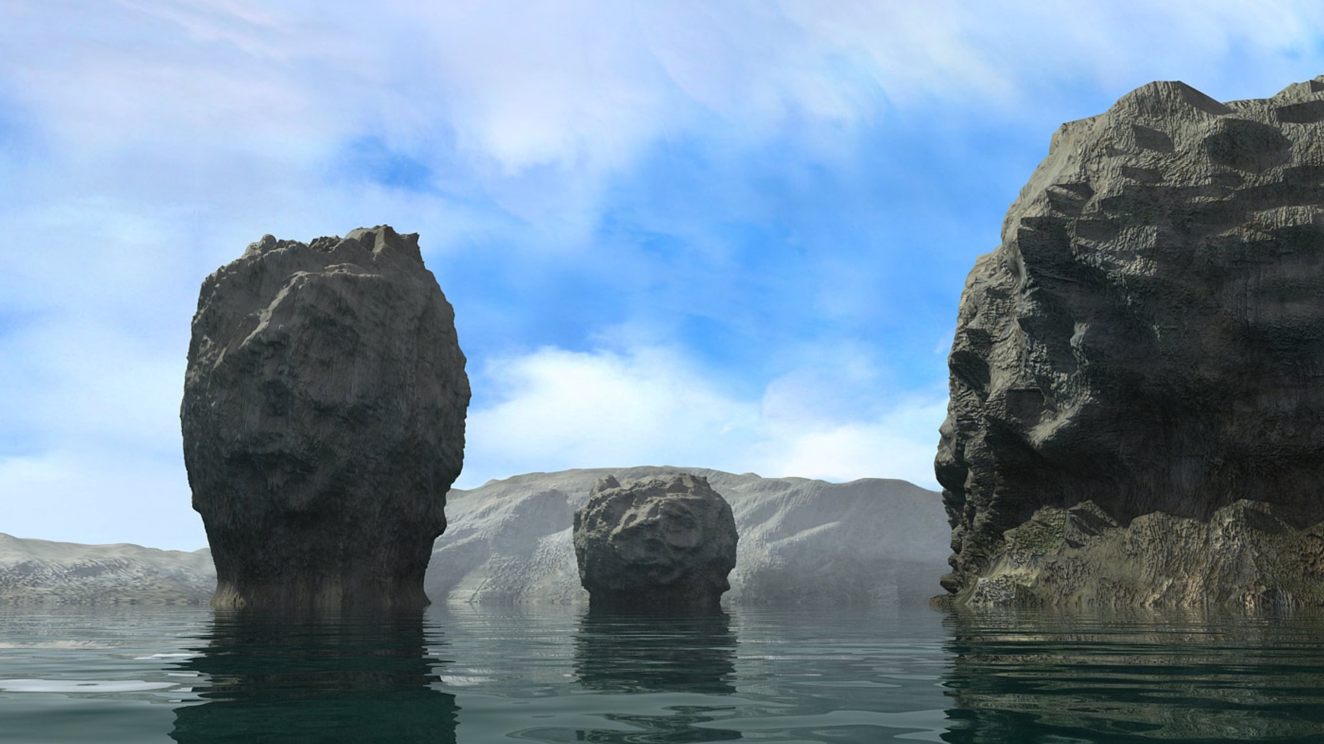 islands ocean rocks landscape 3d obj