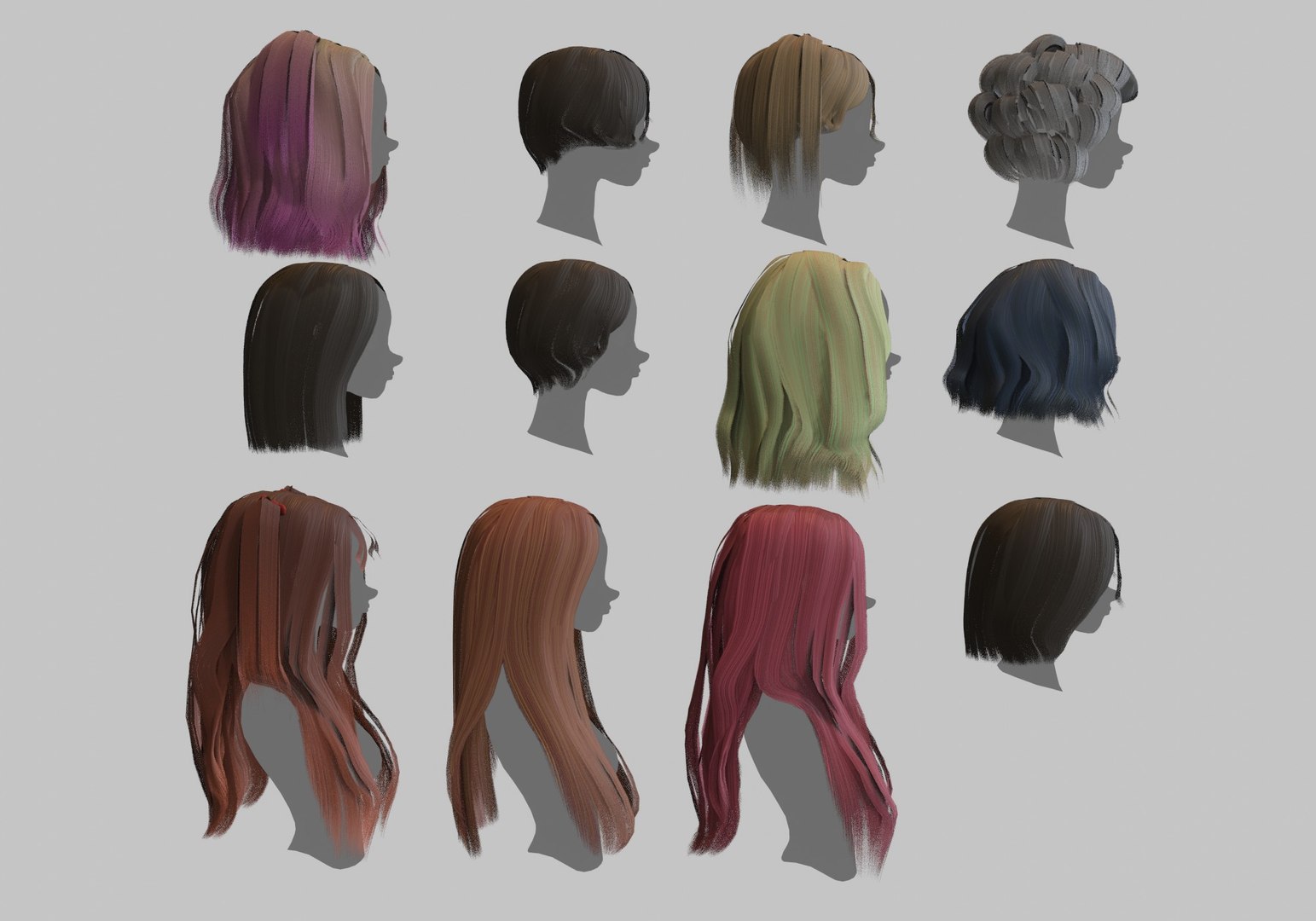 12 Hairstyles Collection 3D Model - TurboSquid 1887160
