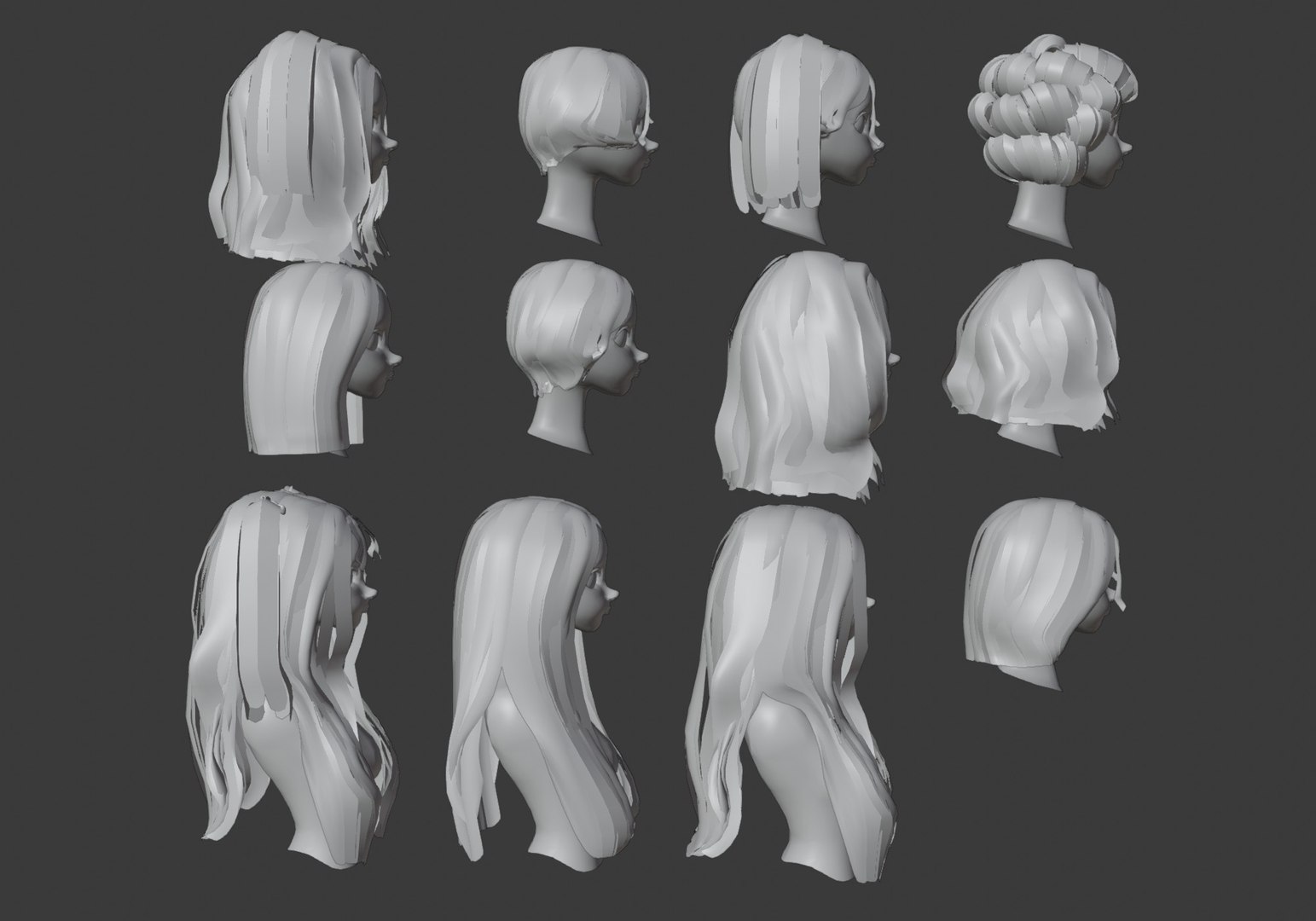 12 Hairstyles Collection 3D Model - TurboSquid 1887160