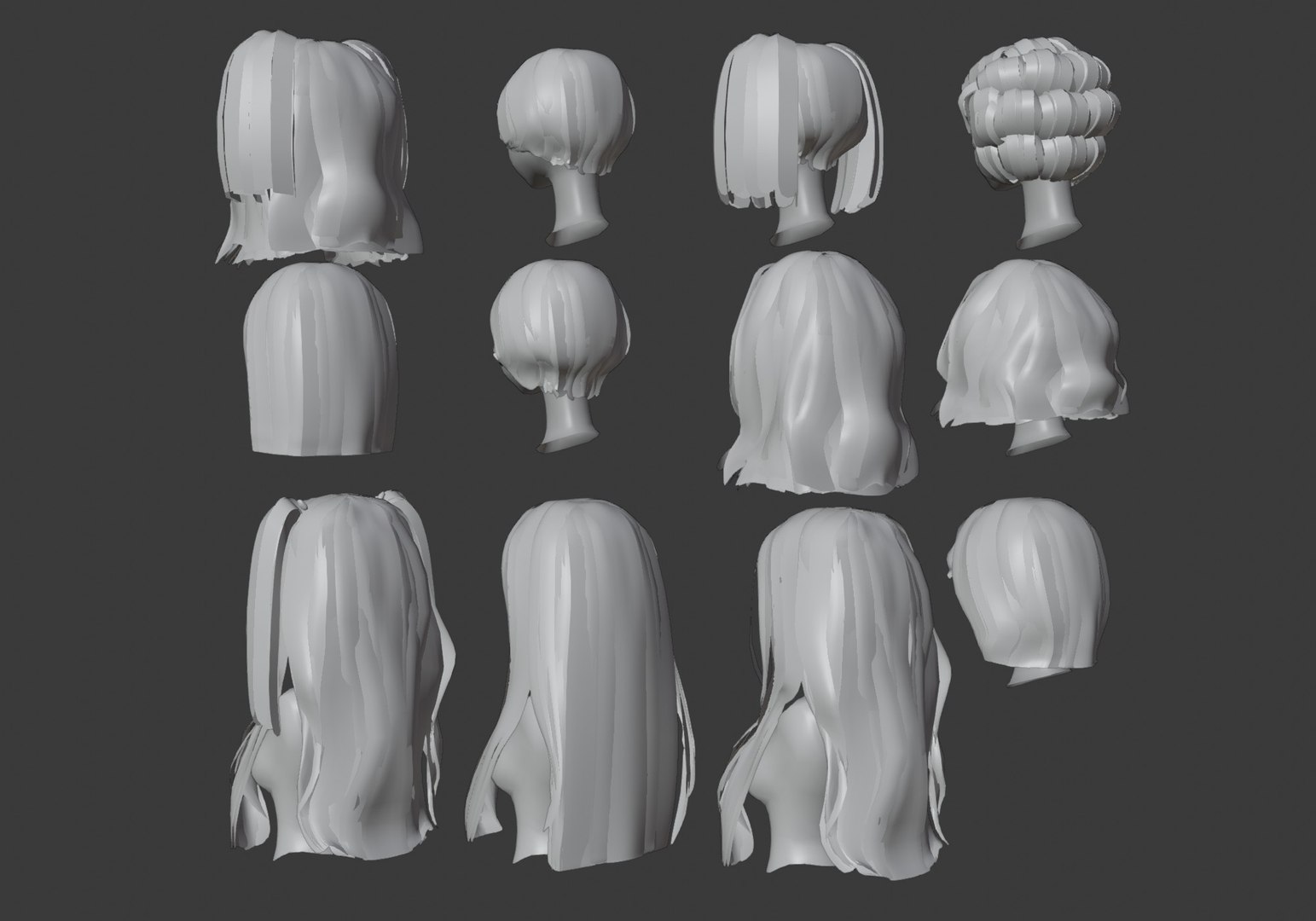 12 Hairstyles Collection 3D Model - TurboSquid 1887160