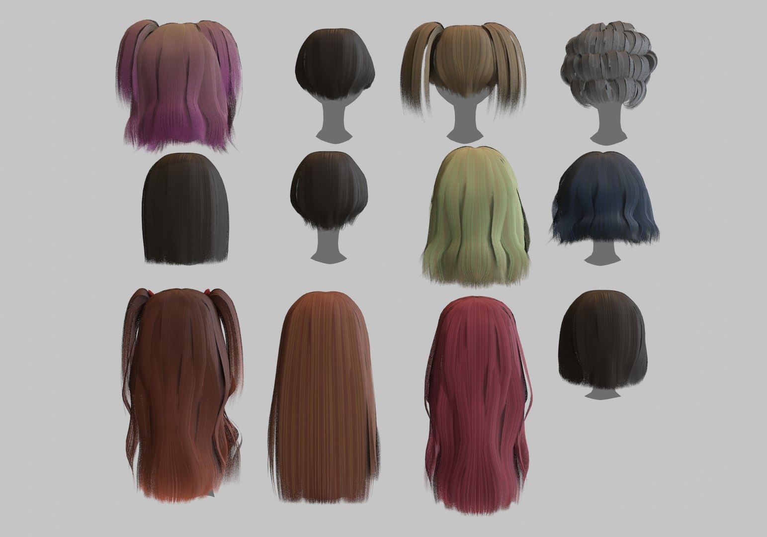 12 Hairstyles Collection 3D Model - TurboSquid 1887160