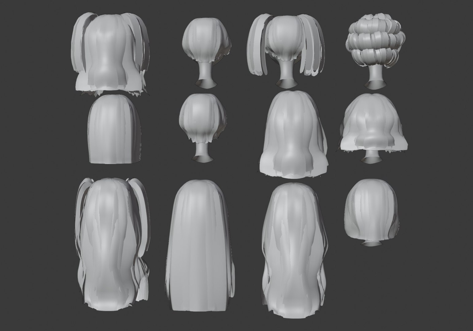 12 Hairstyles Collection 3D Model - TurboSquid 1887160